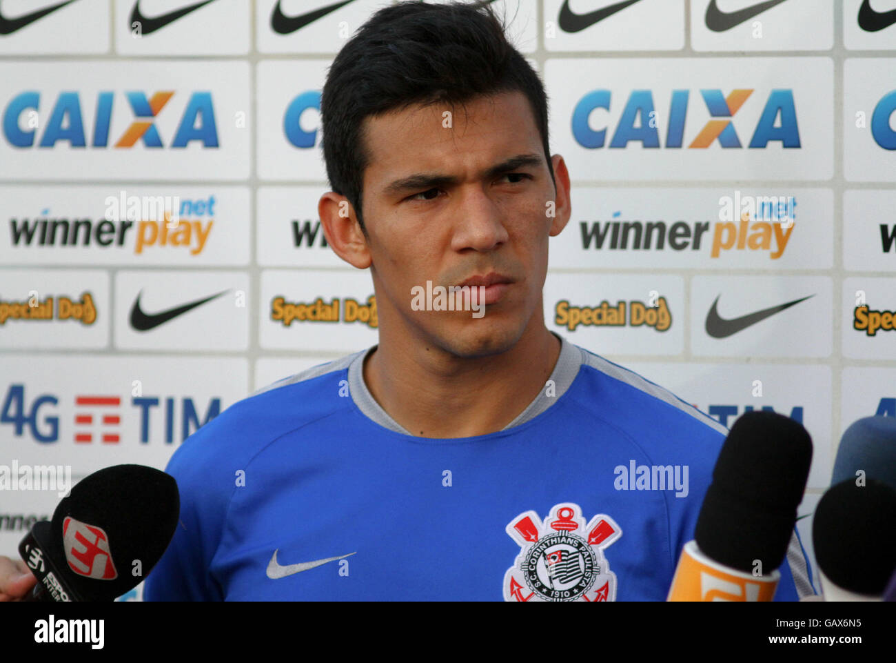 The Balbuena defender during a press conference after the Corinthians ...