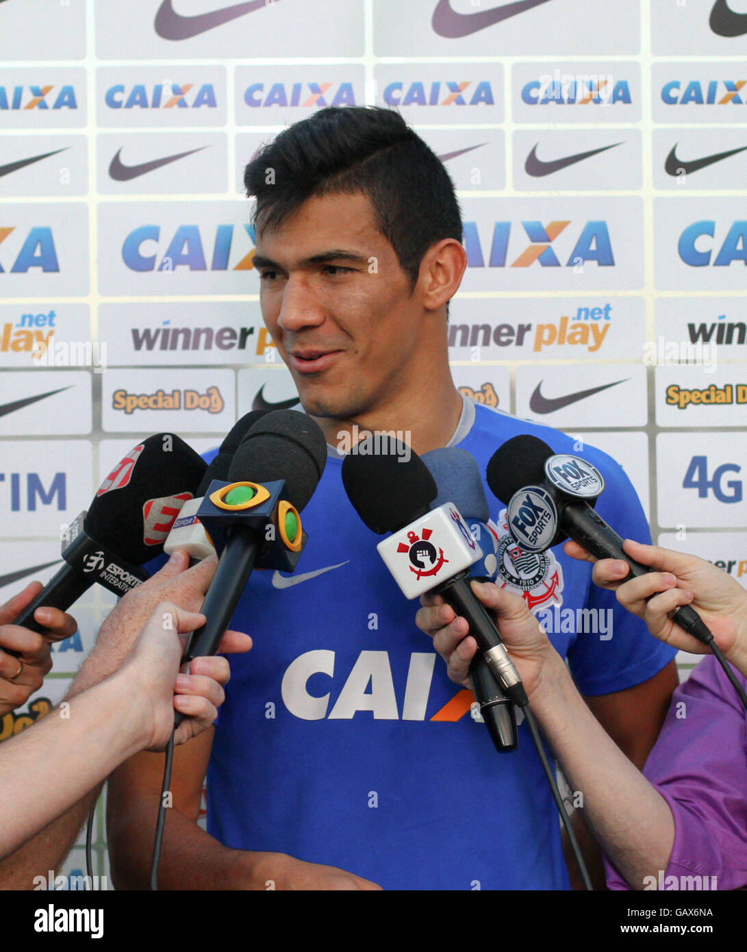 The Balbuena defender during a press conference after the Corinthians ...