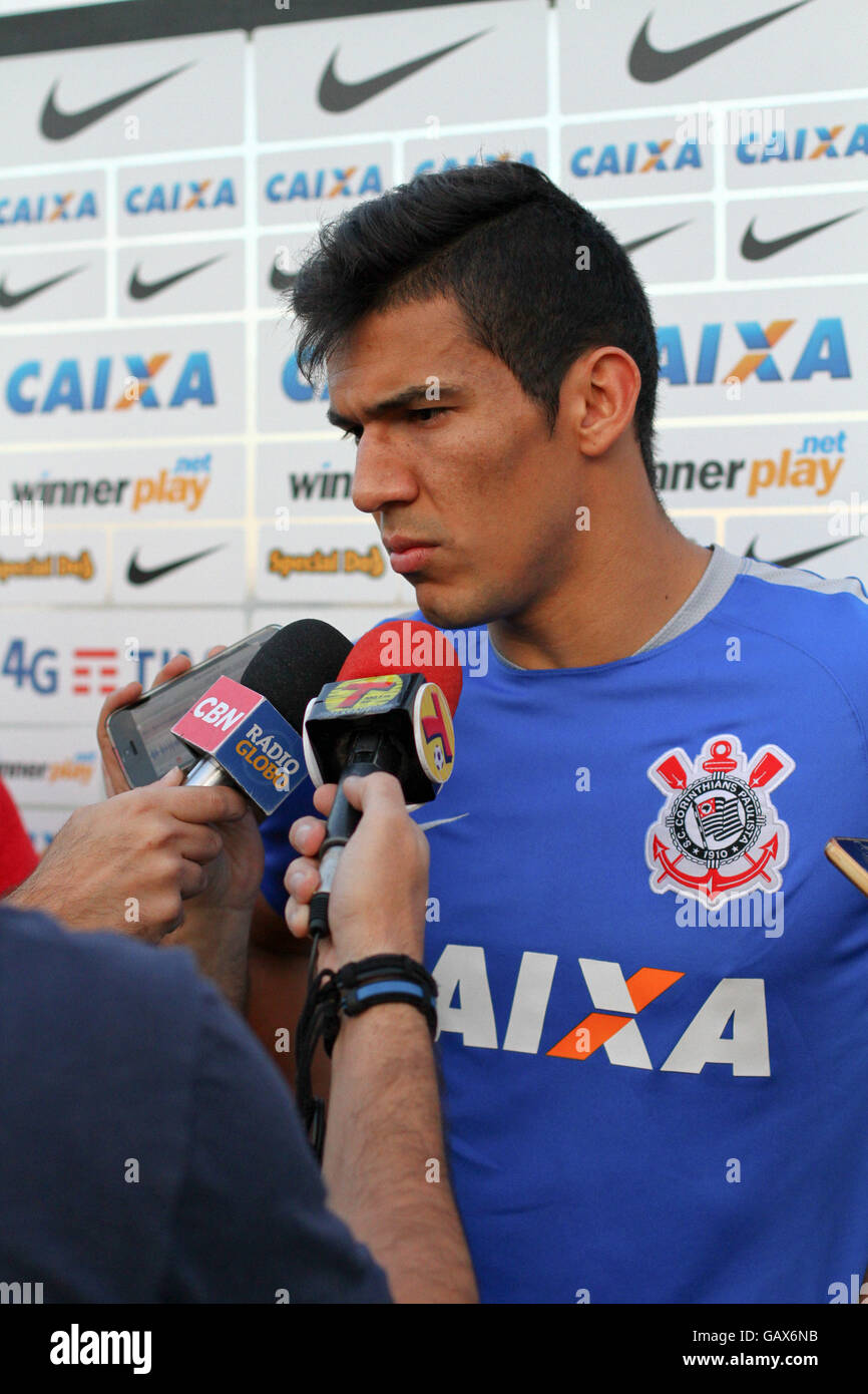 The Balbuena defender during a press conference after the Corinthians ...
