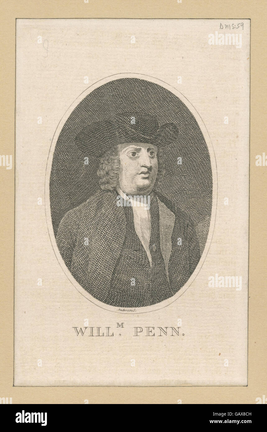 Portrait of William Penn (1644–1718), the English Quaker and founder of ...