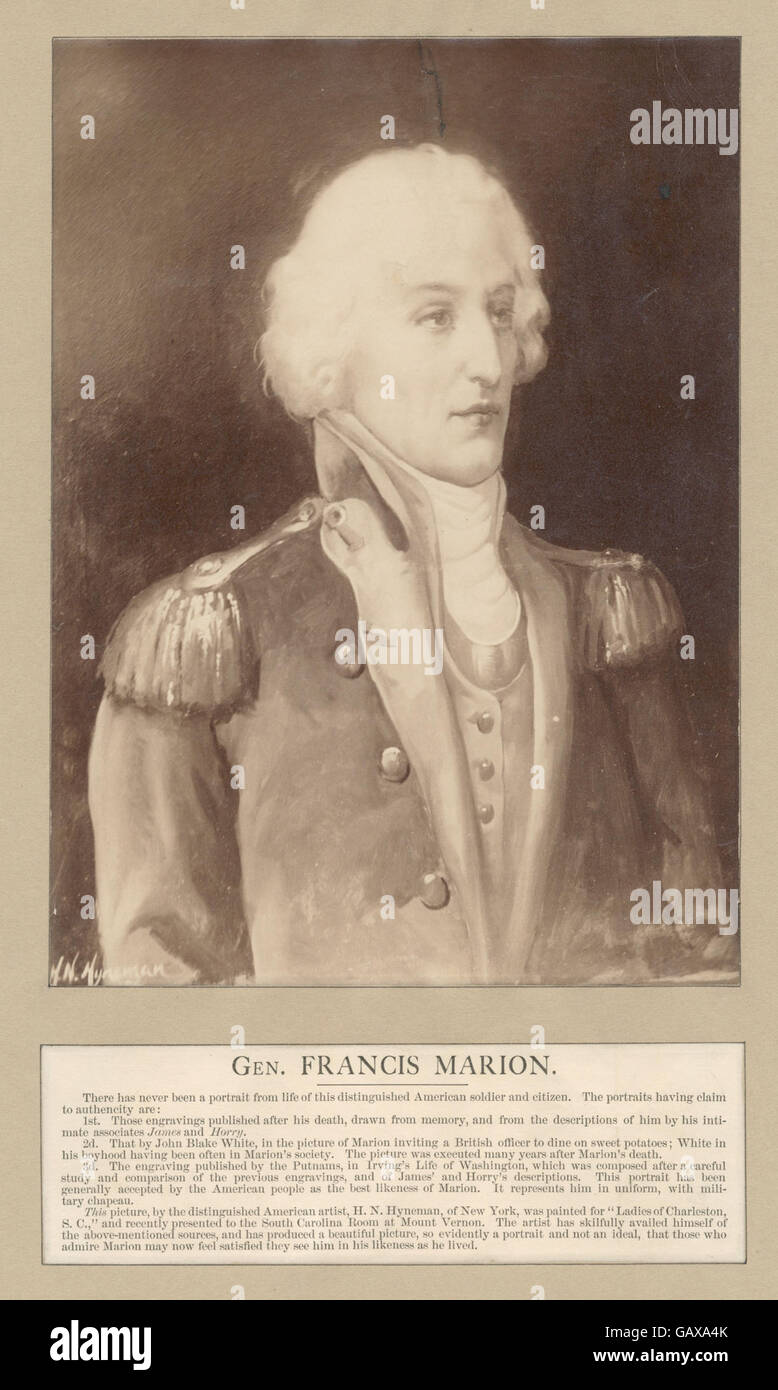 A historical reference to General Francis Marion, an American Revolutionary War hero known for ...