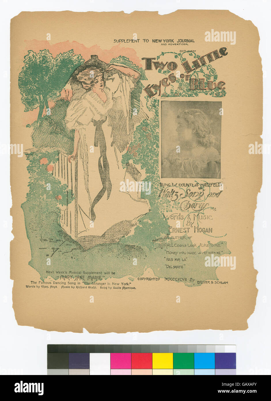 A close-up portrayal of two bright blue eyes, symbolizing youth, purity ...