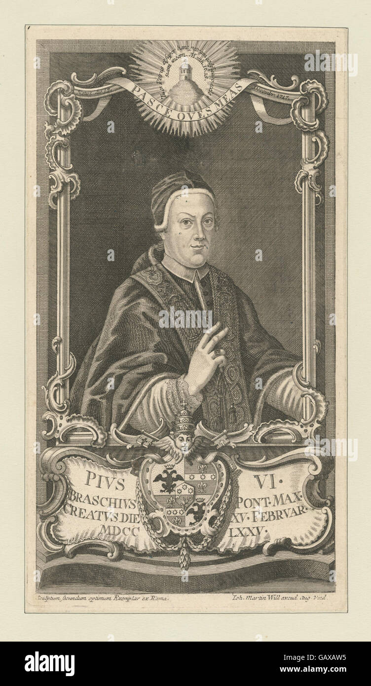 Pope Pius VI, who served as the head of the Catholic Church from 1775 ...