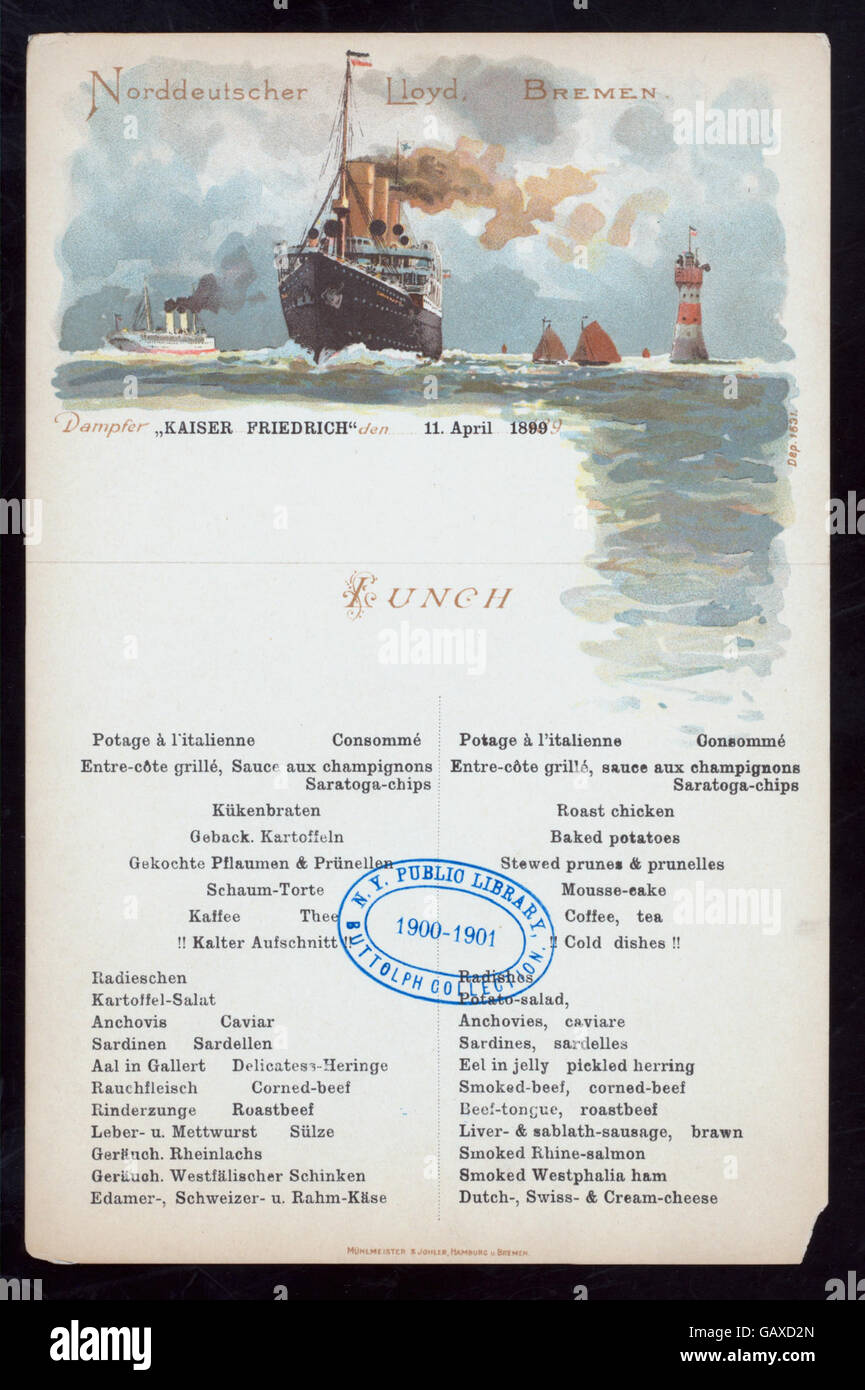 A luncheon held aboard the German ocean liner Kaiser Friedrich at Sea ...