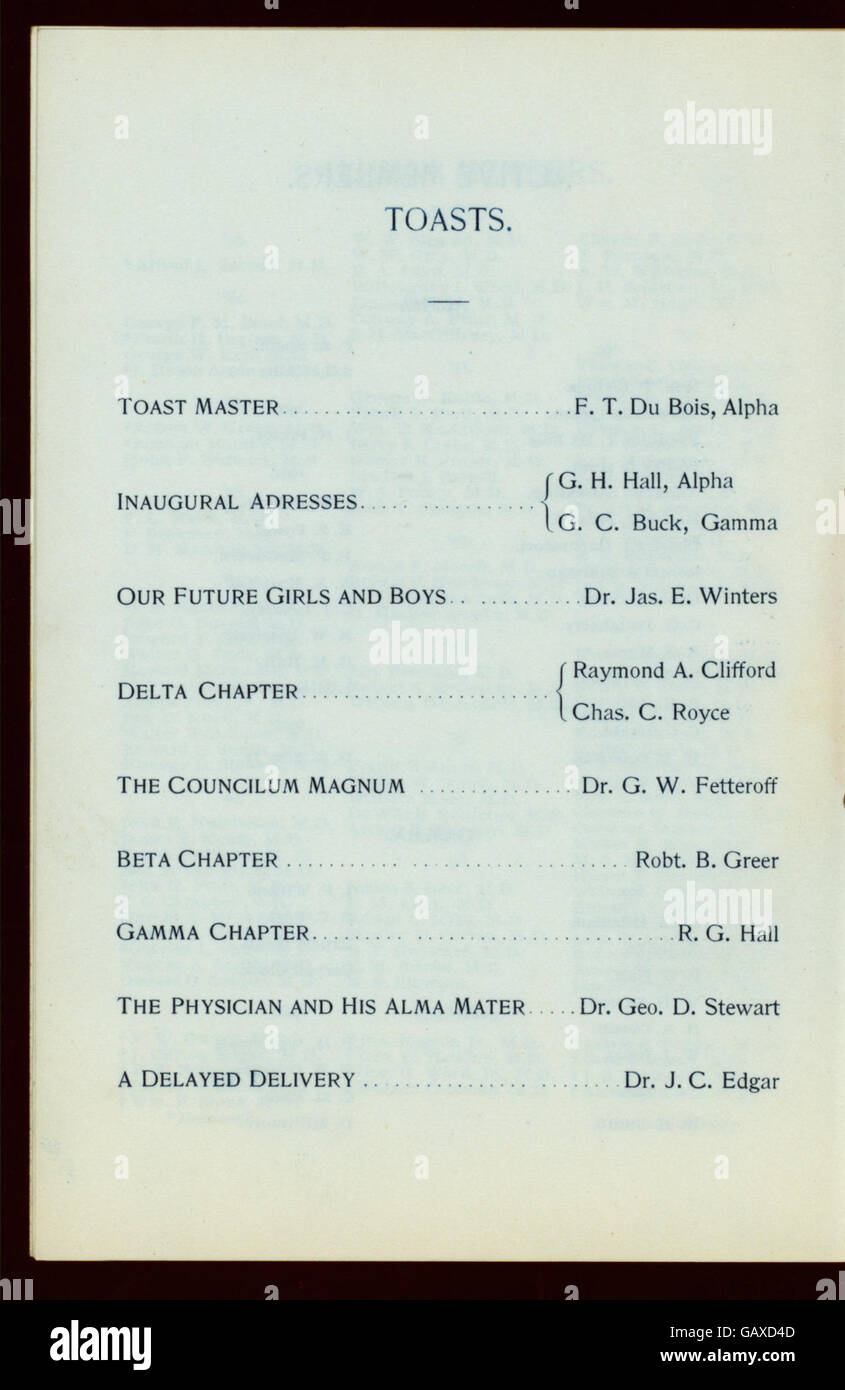 ANNUAL DINNER (held by) PHI ALPHA SIGMA FRATERNITY ALPHA AND GAMMA ...