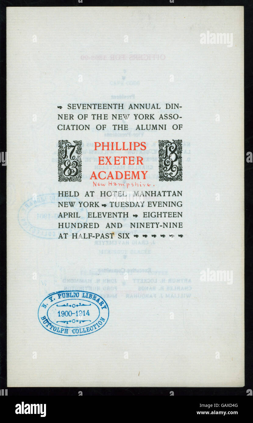 The 17th Annual Dinner of the New York Association of Alumni of ...