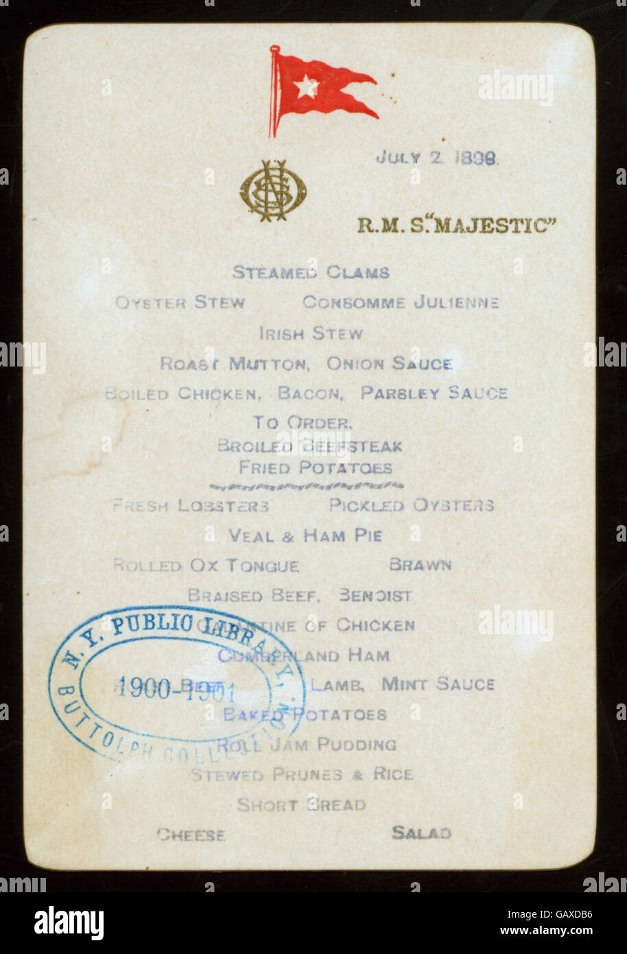 A lunch event was held aboard the R.M.S. Majestic, a British ocean ...