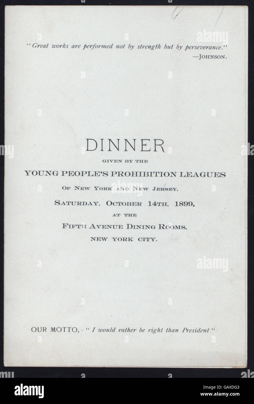 A dinner held by the Young People’s Prohibition Leagues of New York and ...