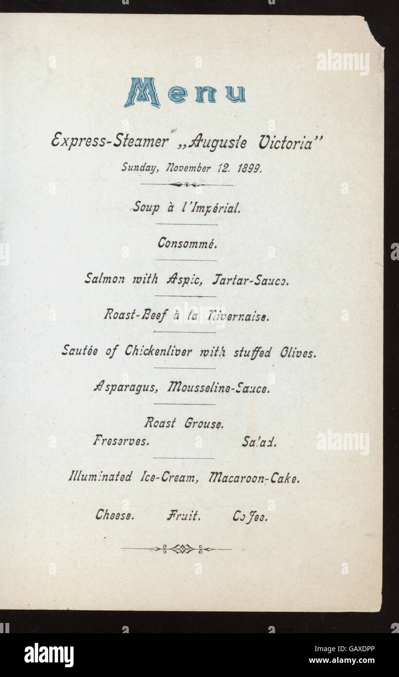 This artwork captures a formal dinner aboard the SS August Victoria, a ...