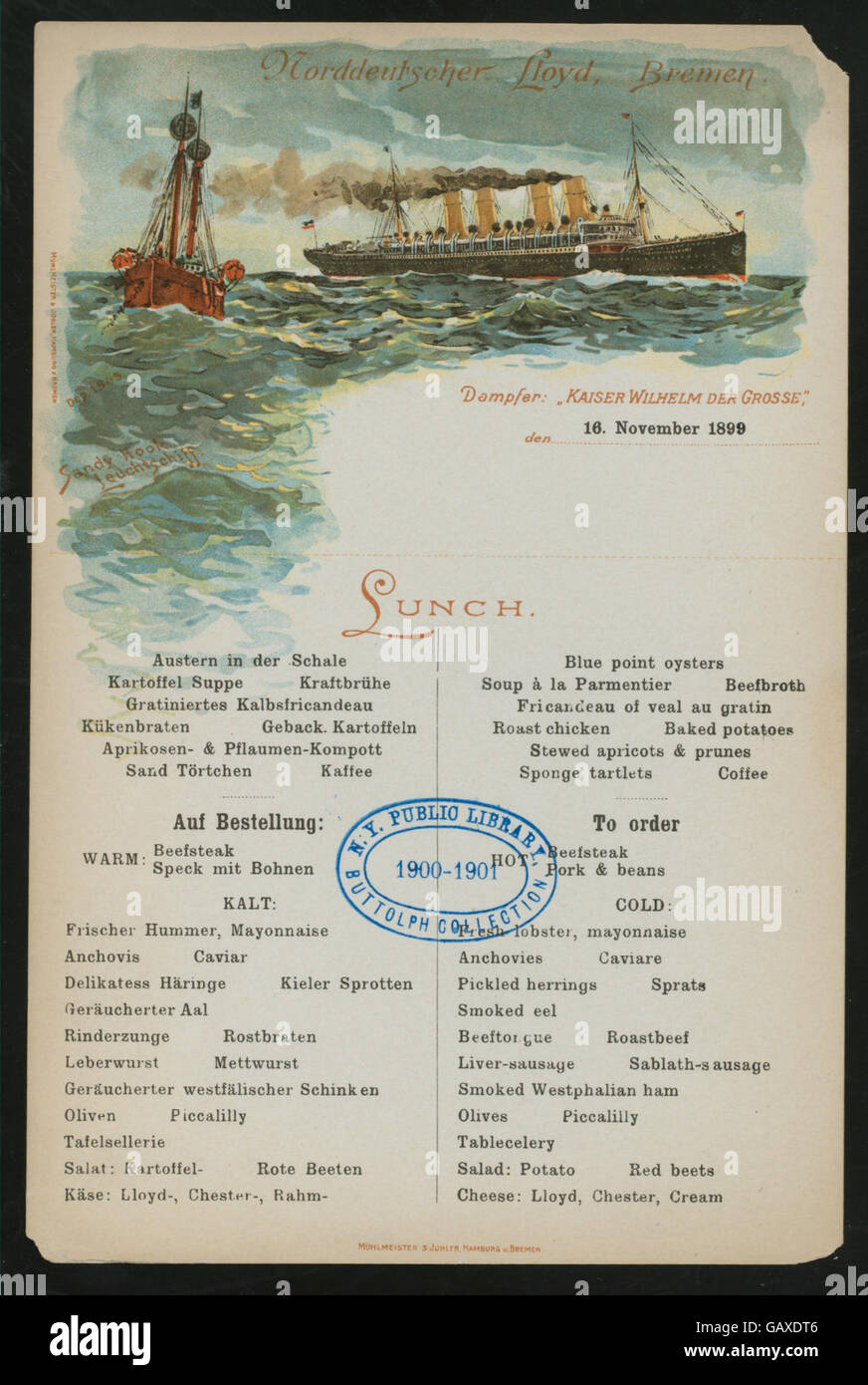 A luncheon event held aboard the steamship Kaiser Wilhelm der Große ...