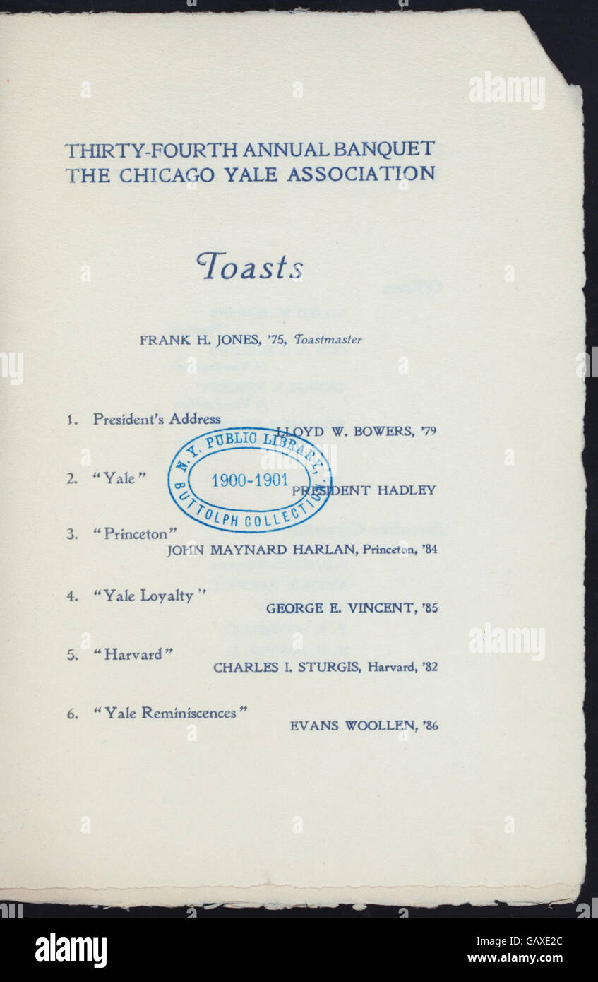 The 34th Annual Banquet of the Chicago Yale Association took place at ...