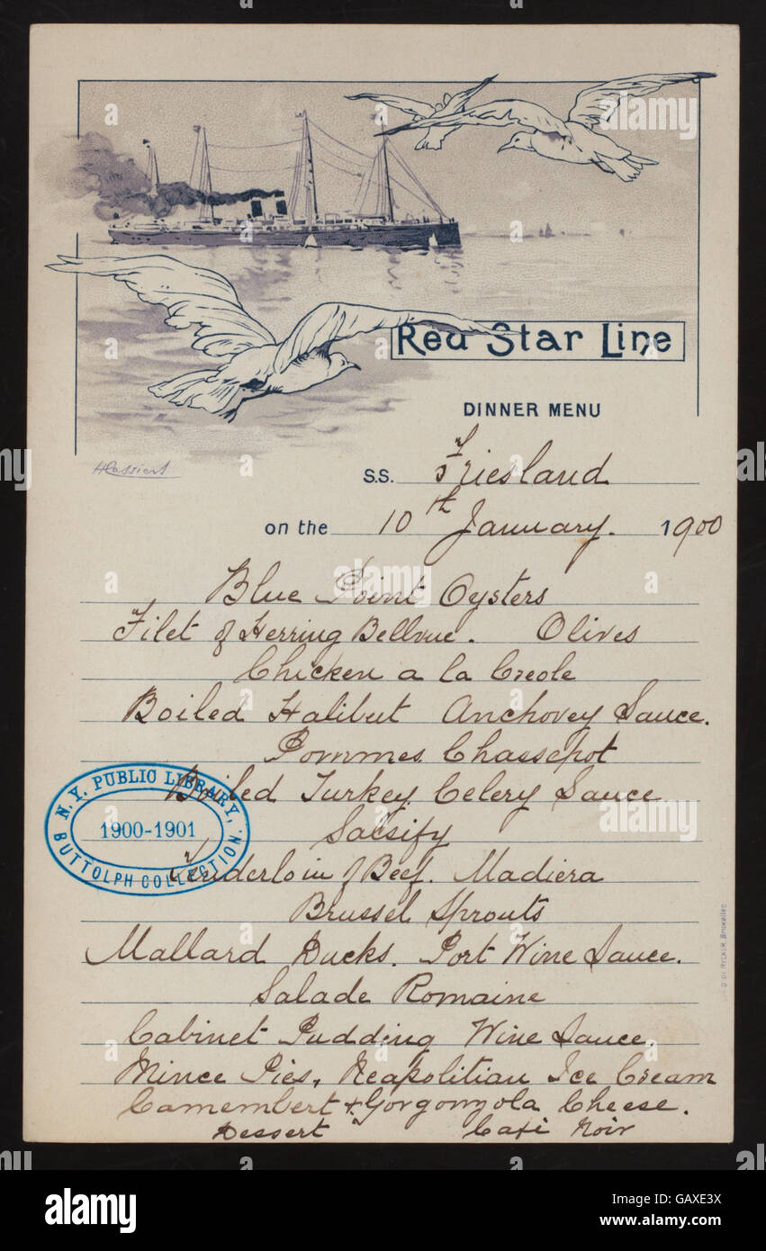 A dinner held aboard the SS Friesland of the Red Star Line while en ...