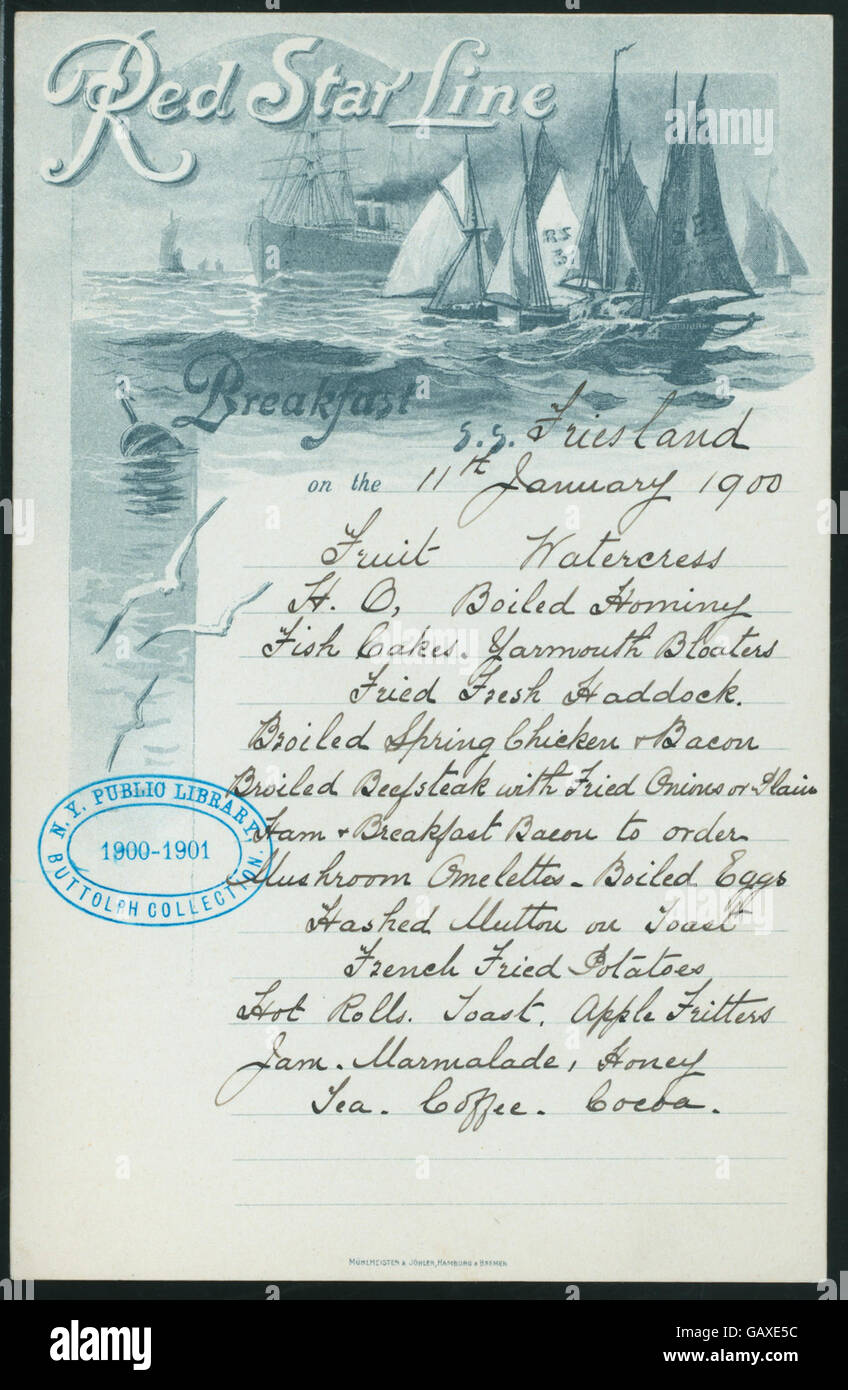 A breakfast event held aboard the S.S. Friesland, operated by the Red ...