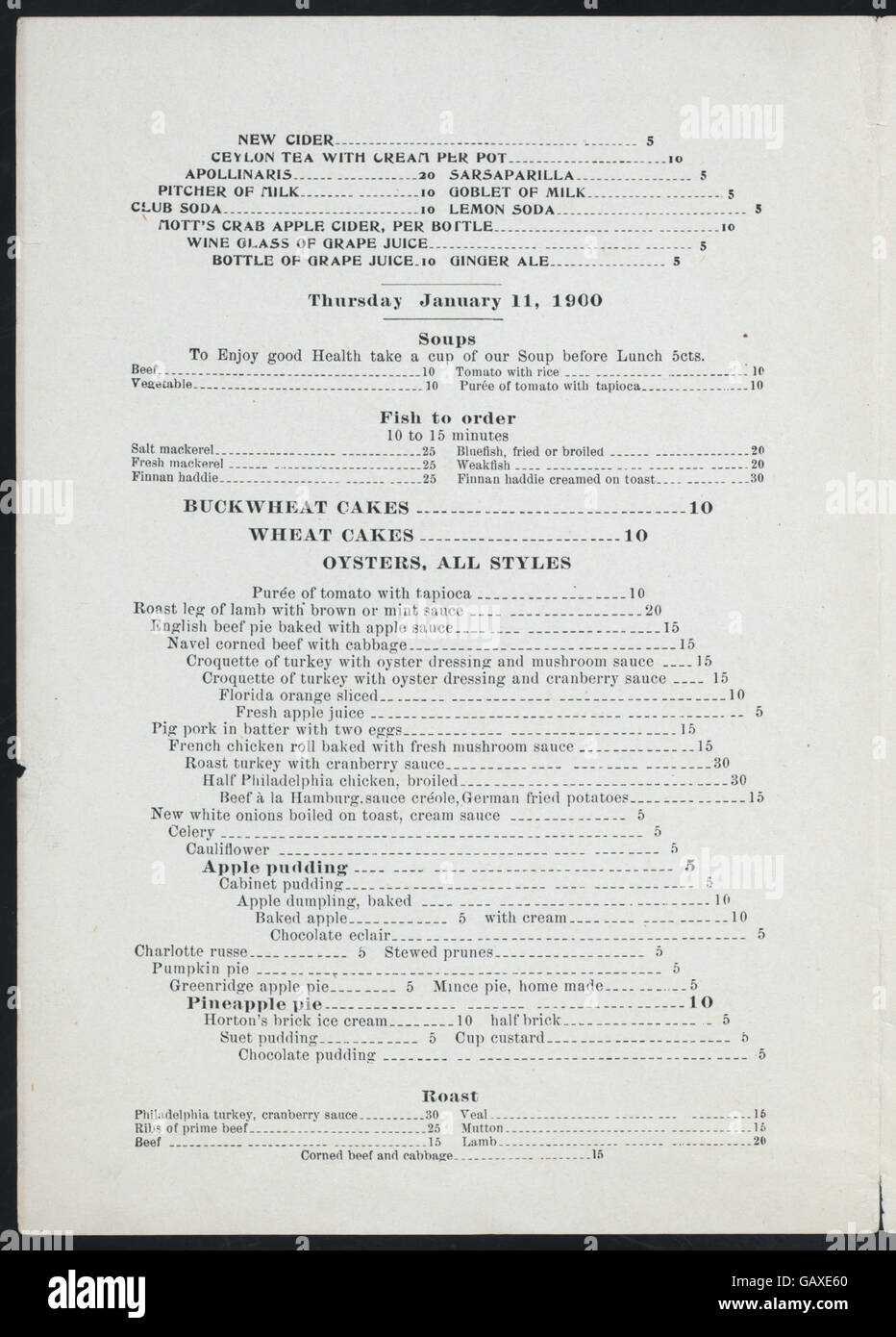 A menu or bill of fare from White's Dining Rooms in New York, offering ...