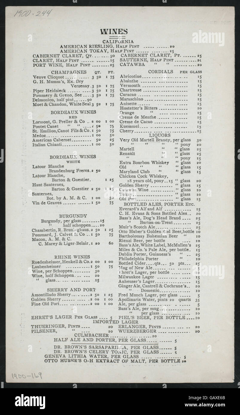 DINNER MENU (held by) A.M. SWEET & SON HOTEL & RESTAURANT (at) NEW YORK ...