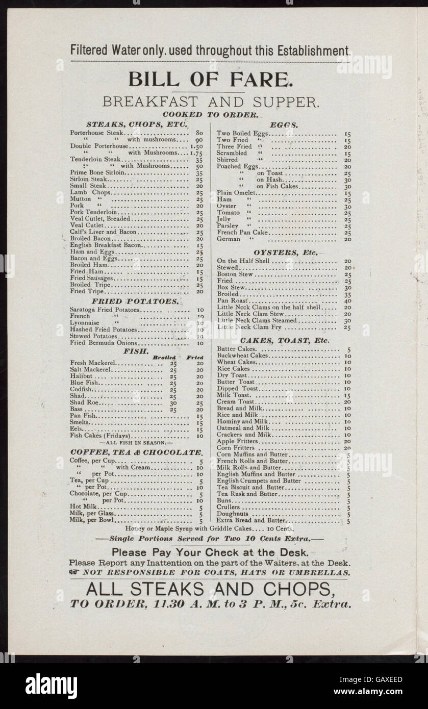 A daily menu from Edward F. Langs's Ladies' and Gents' Lunch Room and ...