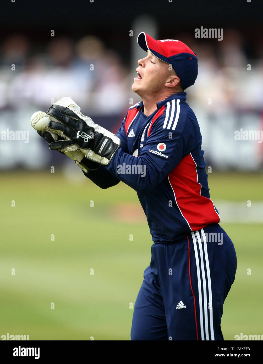 England's Tim Ambrose drops a catch from New Zealand's Jamie How during ...