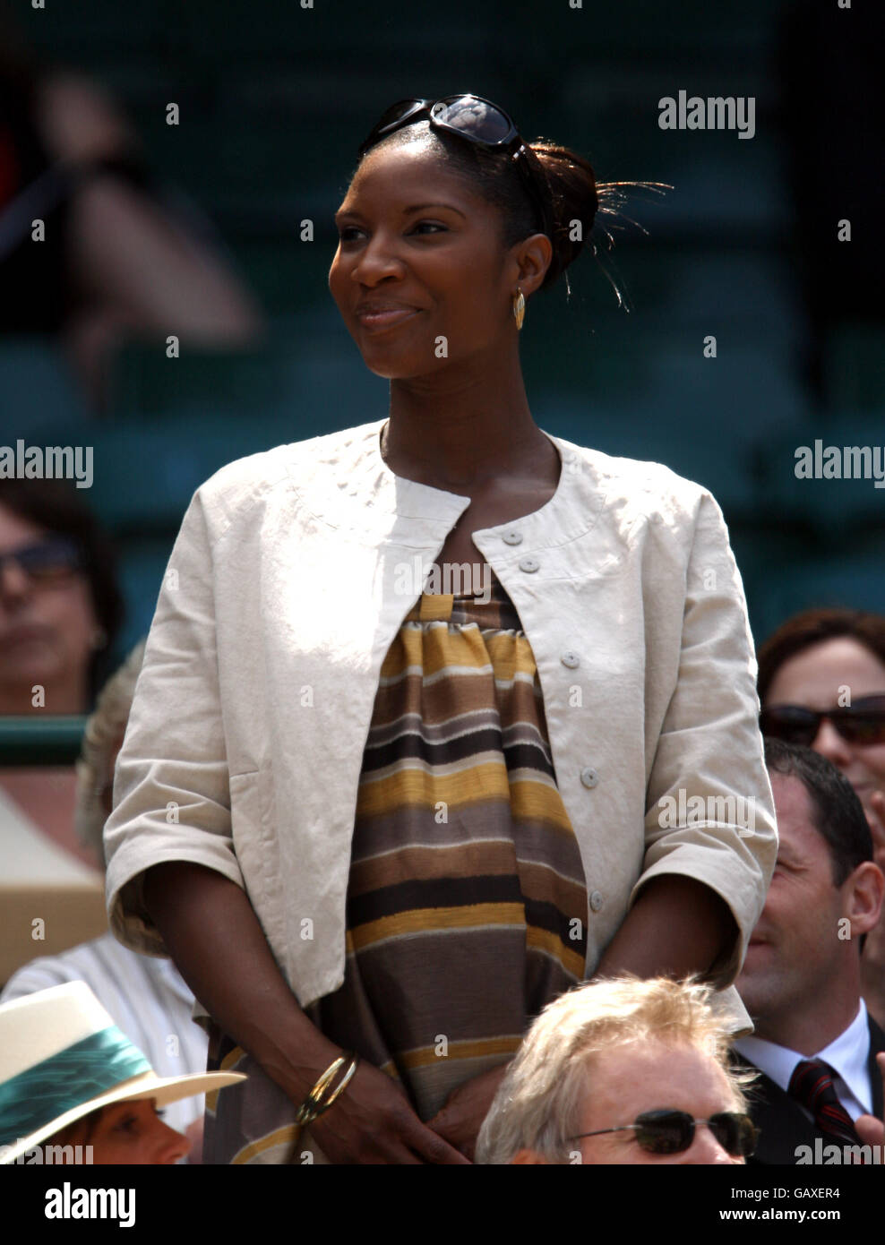 Denise lewis in the royal box on centre court hi-res stock photography ...