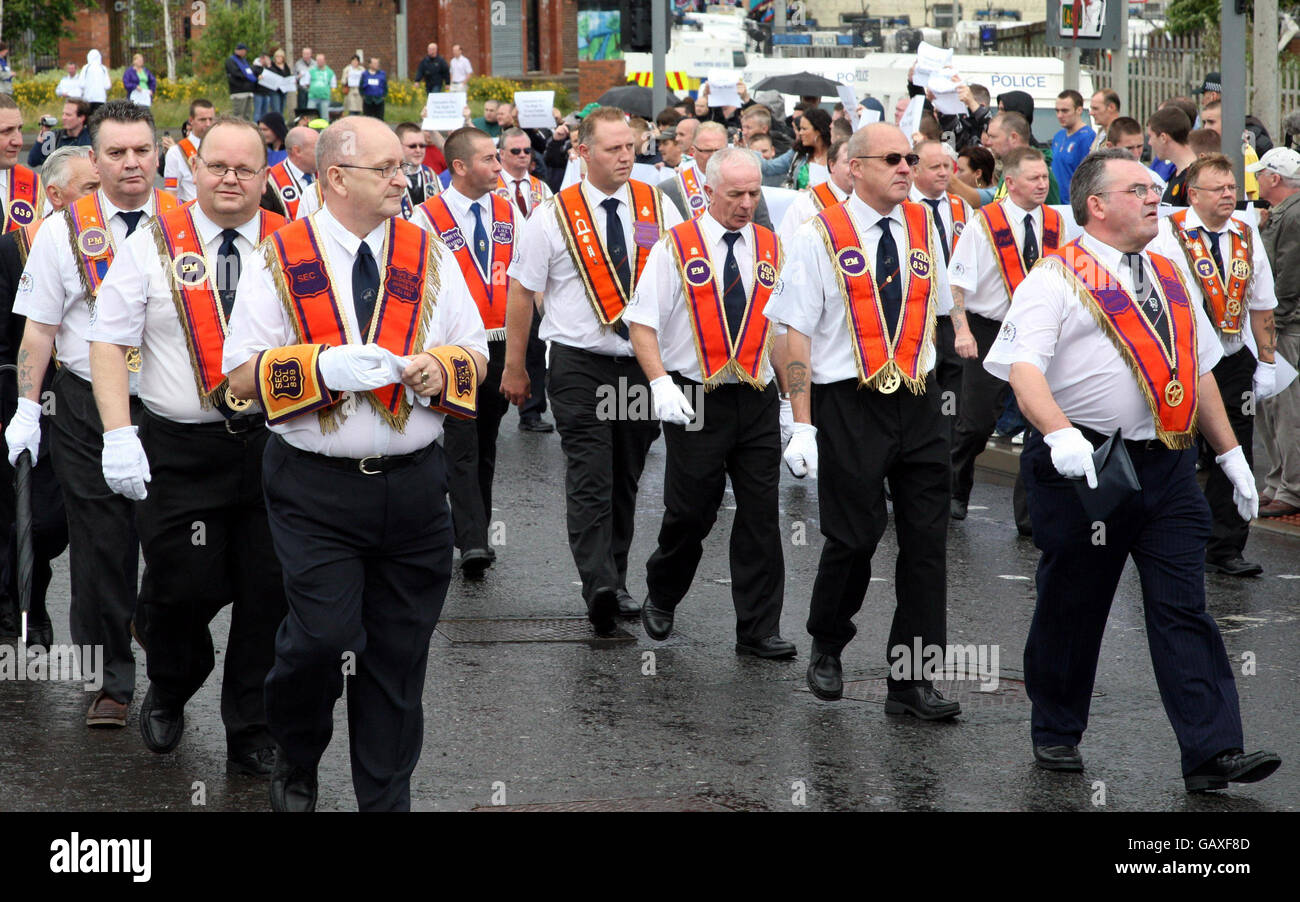 Orangemen parade along the springfield road hi-res stock photography ...