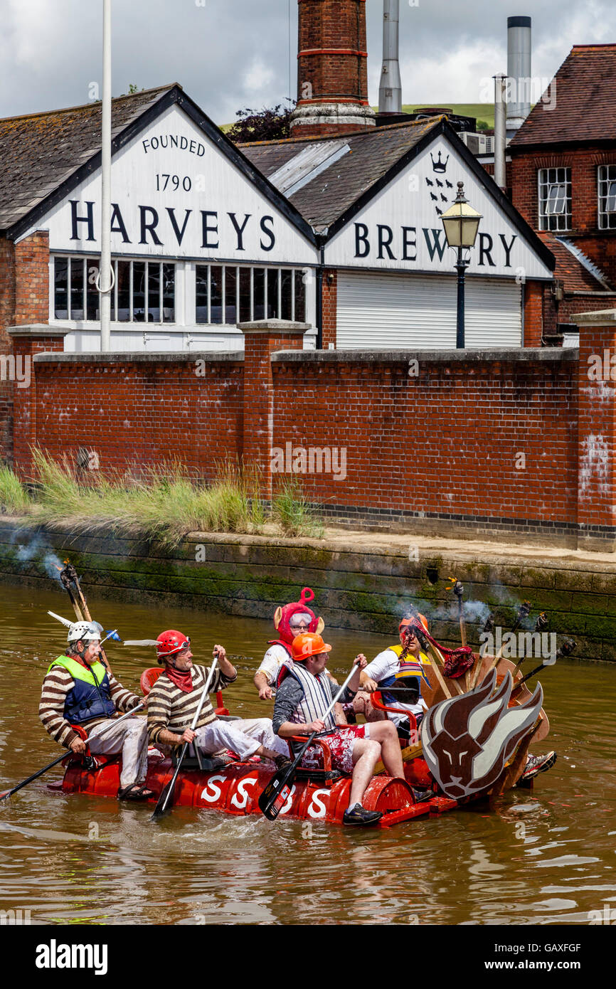 A Bonfire Society Raft Passes Harveys Brewery Whilst Competing In A The ...