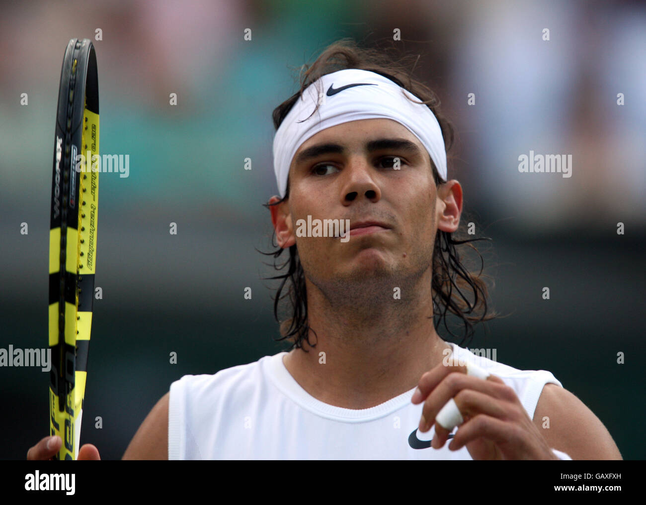 Rafael Nadal gestures in action against Nicolas Kiefer Stock Photo - Alamy