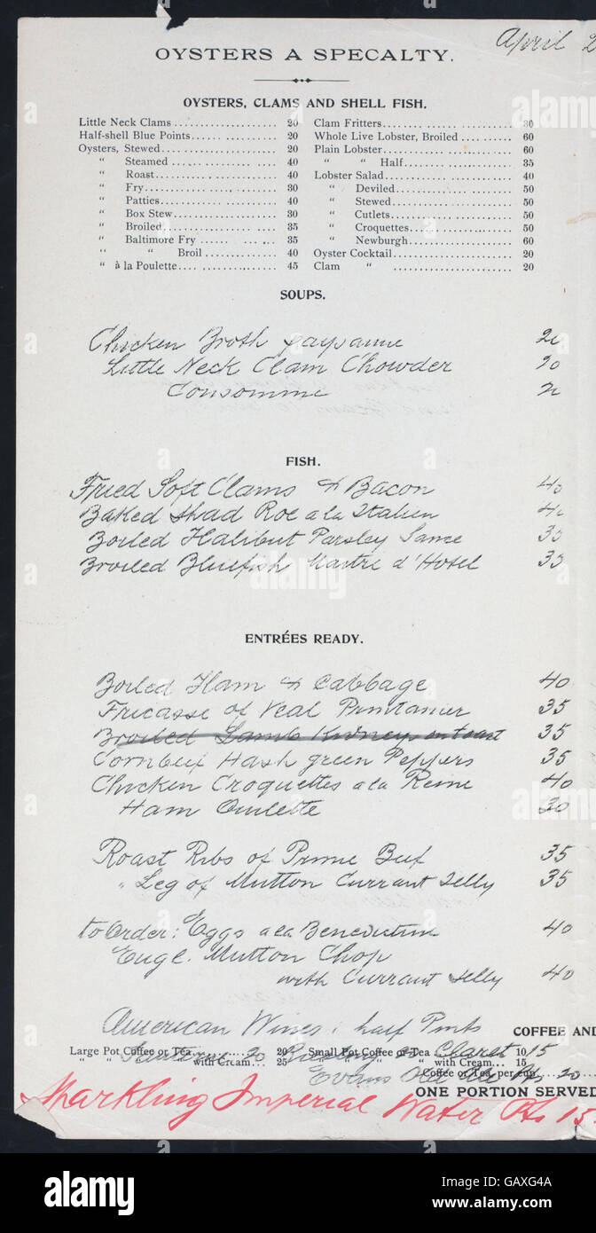 A menu from the Custom House Restaurant, offering a selection of dishes ...