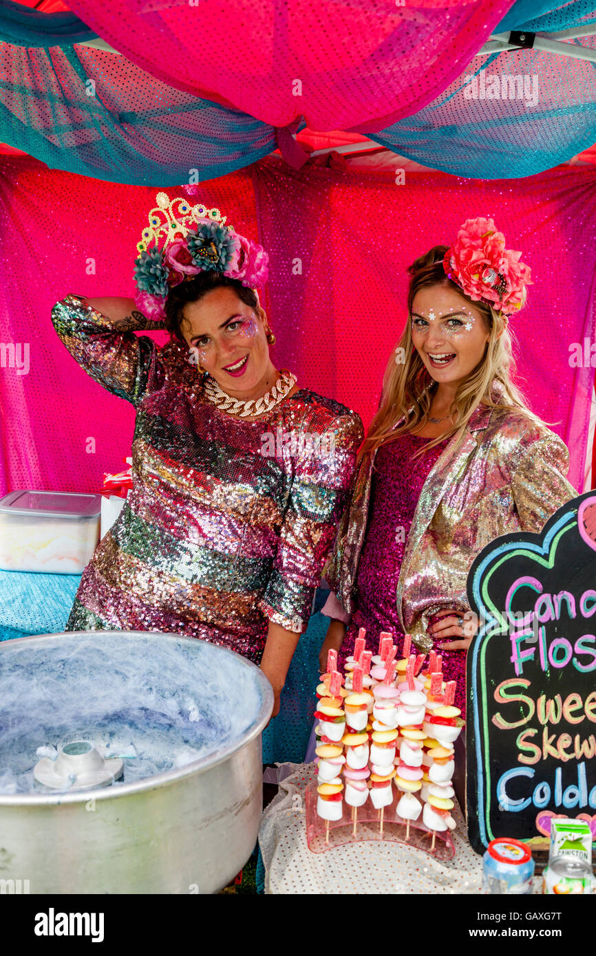 Two Young Women Selling Candy Floss Pose For Photos At The St Lawrence ...