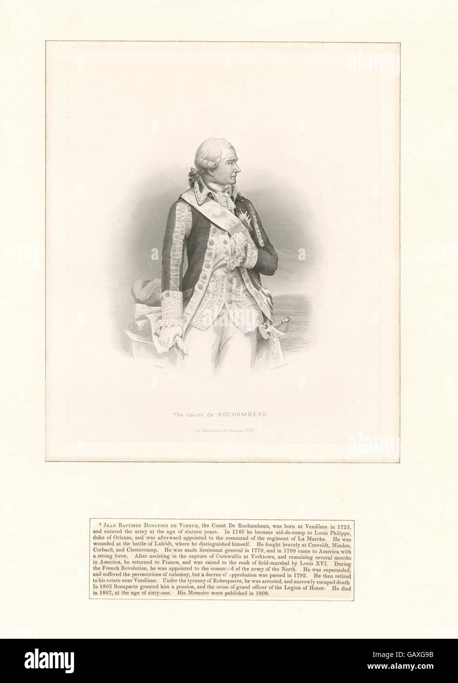 Jean-Baptiste Donatien de Vimeur, Count de Rochambeau, was a French ...