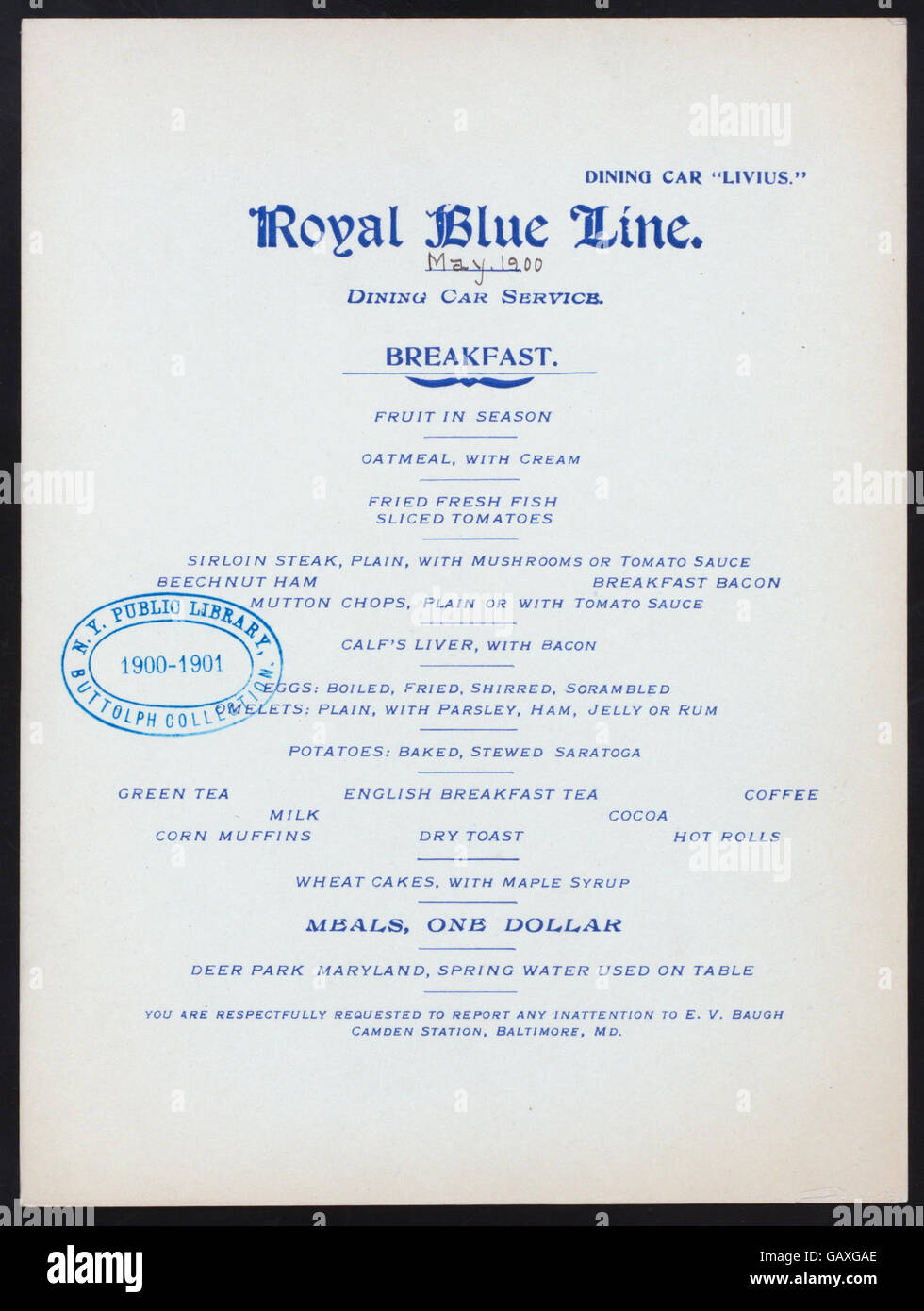 A breakfast event held aboard the Baltimore and Ohio Railroad's Royal ...