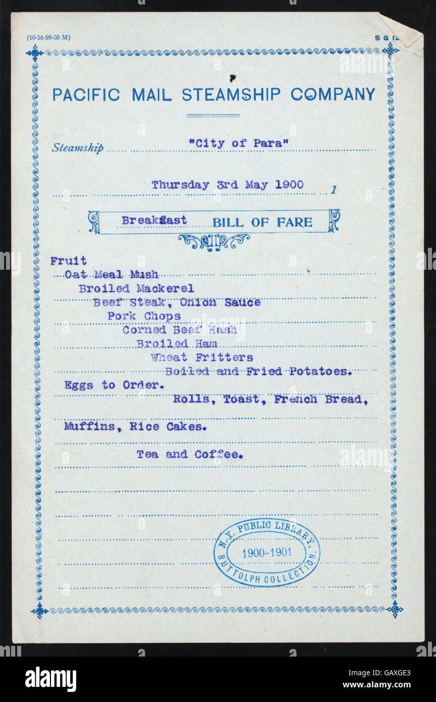 The Pacific Mail Steamship Company hosted a breakfast aboard the SS ...