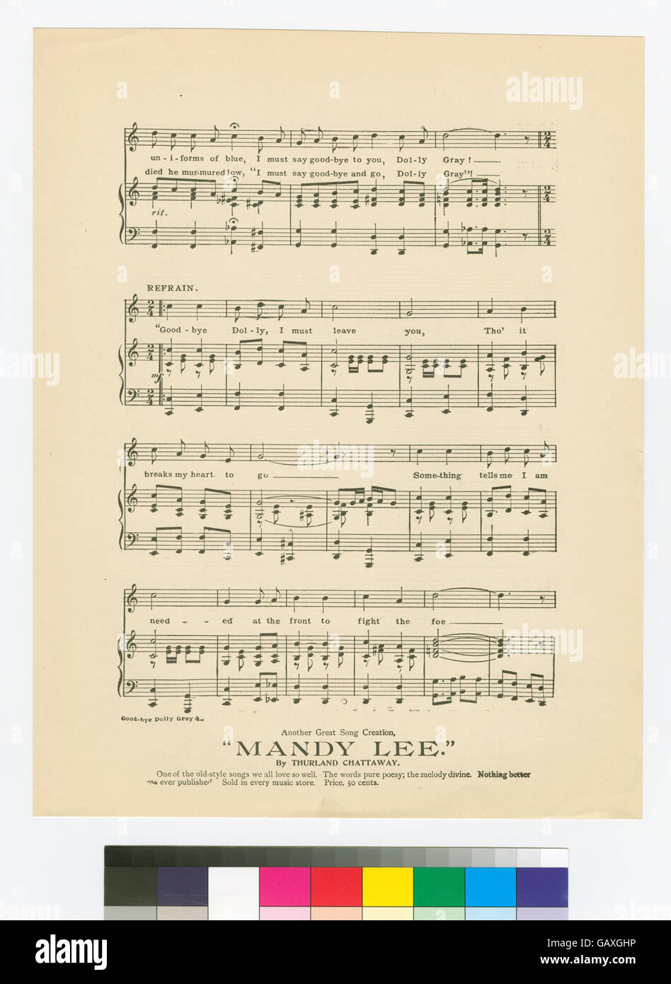 The title 'Good-bye Dolly Gray' likely refers to a popular song from ...