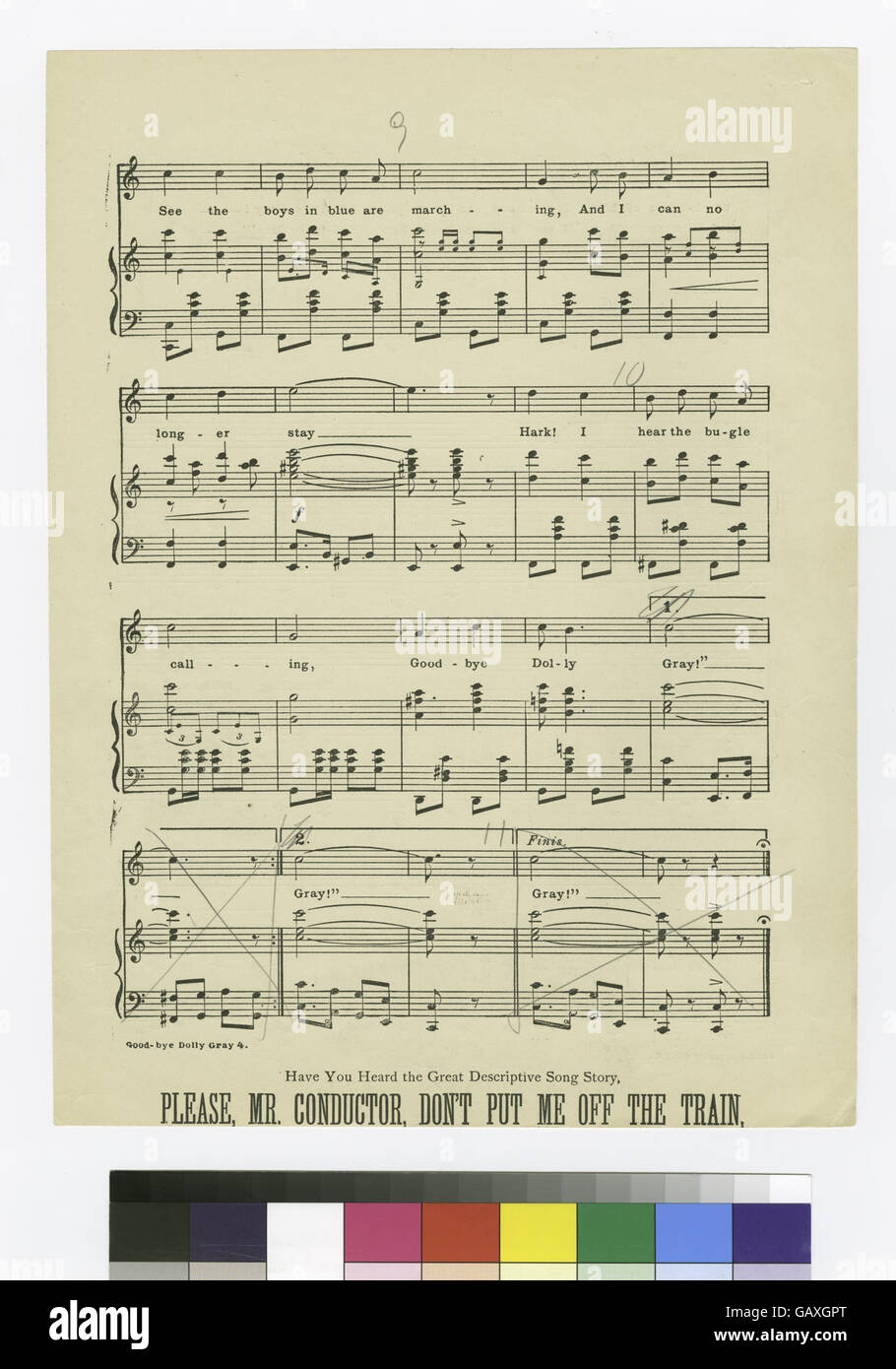 A sheet music cover for the popular 1900s song 'Good-bye Dolly Gray ...