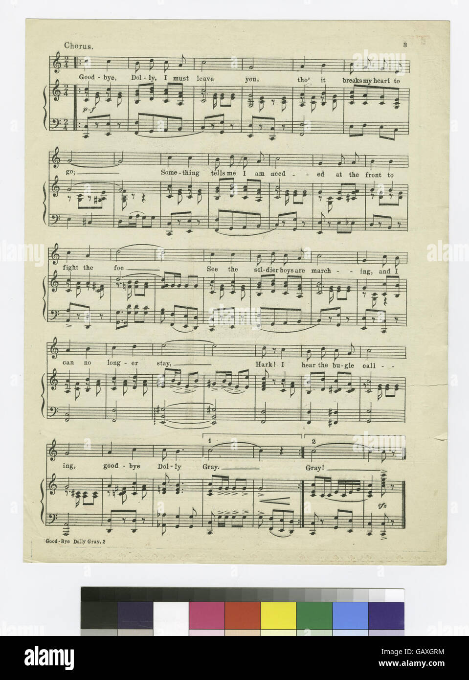 A depiction of 'Good-bye Dolly Gray,' likely a farewell or romantic ...