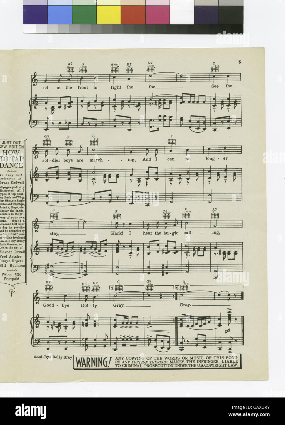 The song 'Good-bye Dolly Gray' with Hades registration numbers 609330 ...