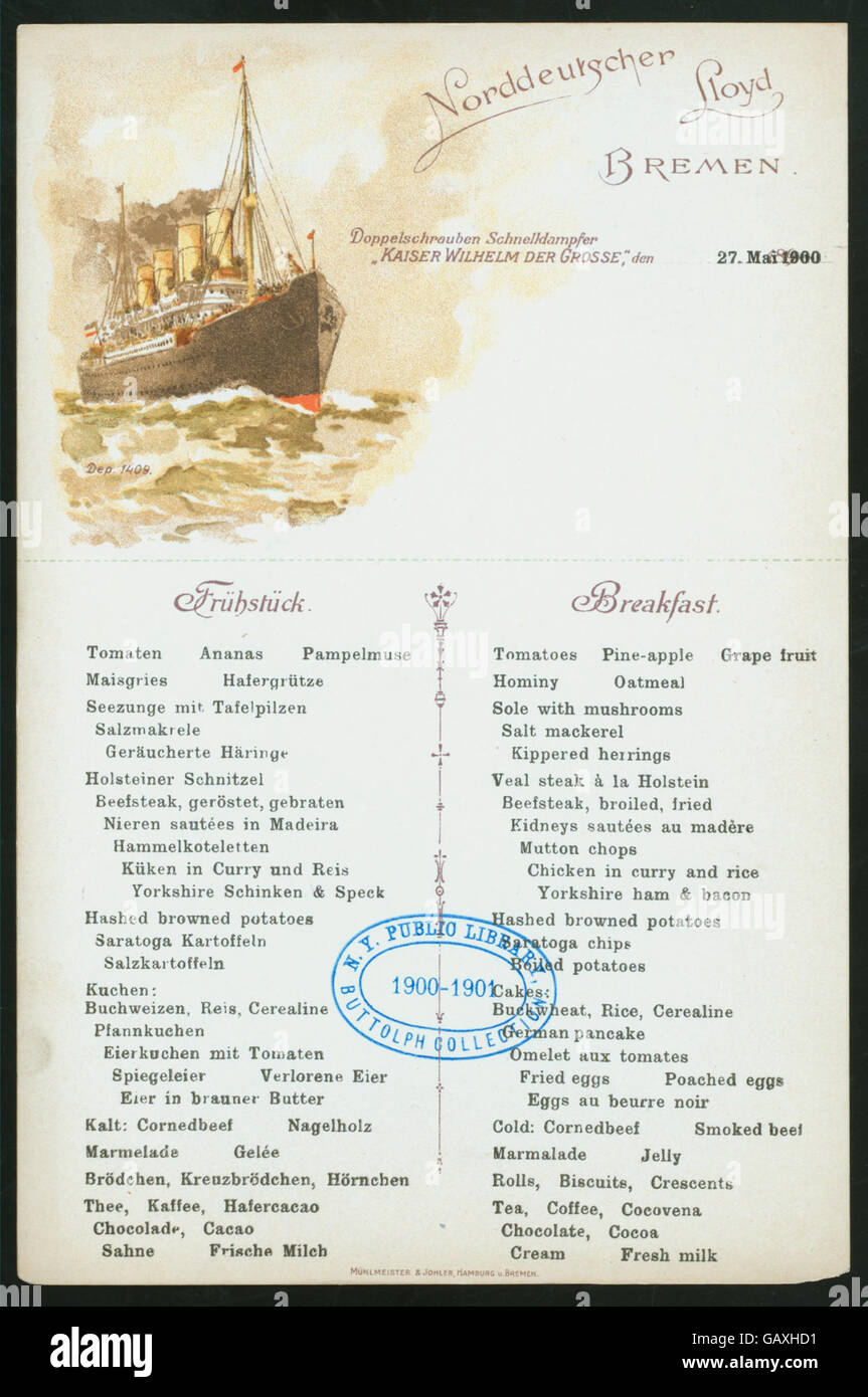 A breakfast event aboard the German ocean liner, the SS Wilhelm der ...