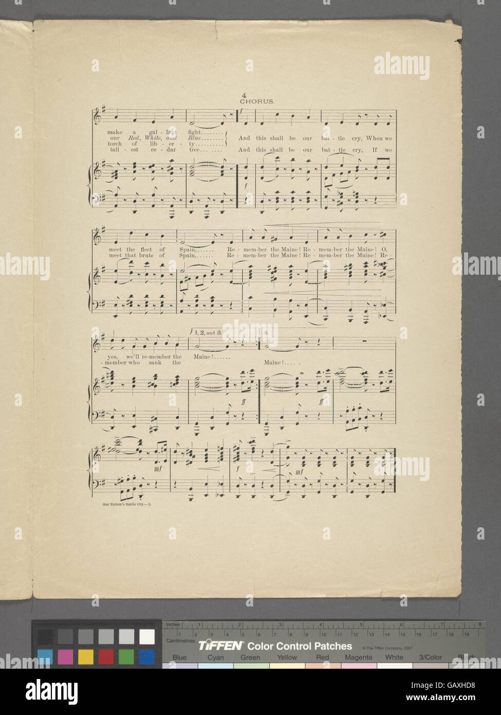 'Our Nation's Battle Cry' represents the call to arms and the patriotic ...