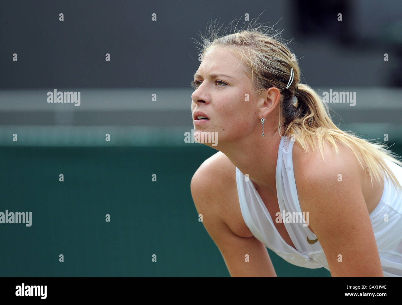 Russias Maria Sharapova In Action During The Wimbledon Championships