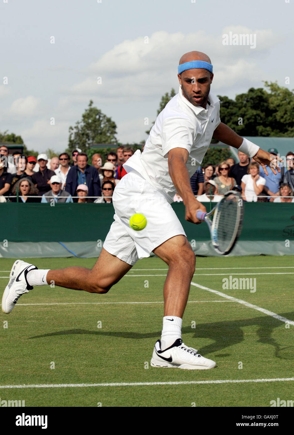 USA's James Blake in action against Germany's Rainer Schuettler Stock ...