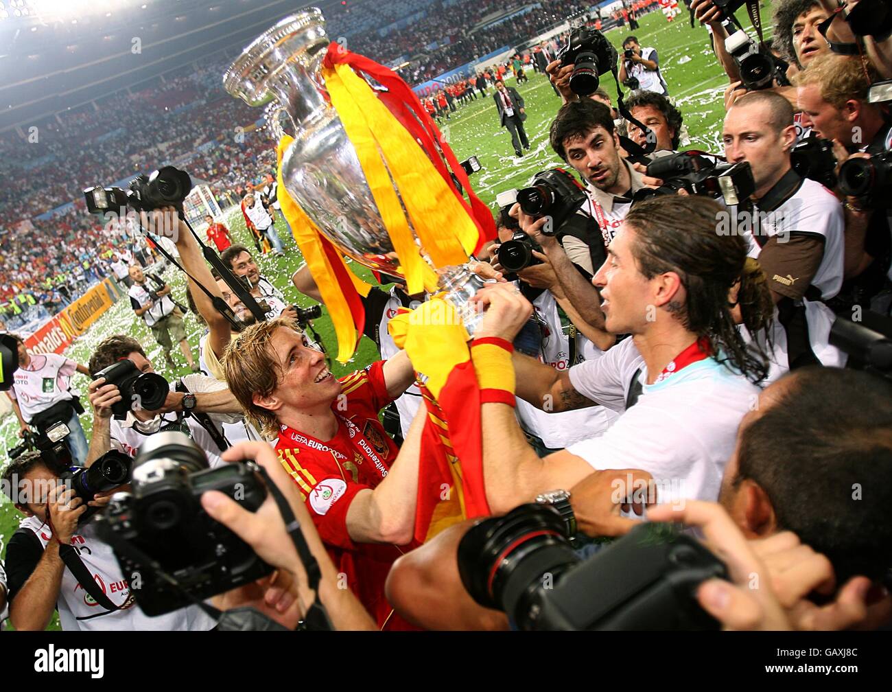 Germany lift the european championship trophy hi-res stock photography ...