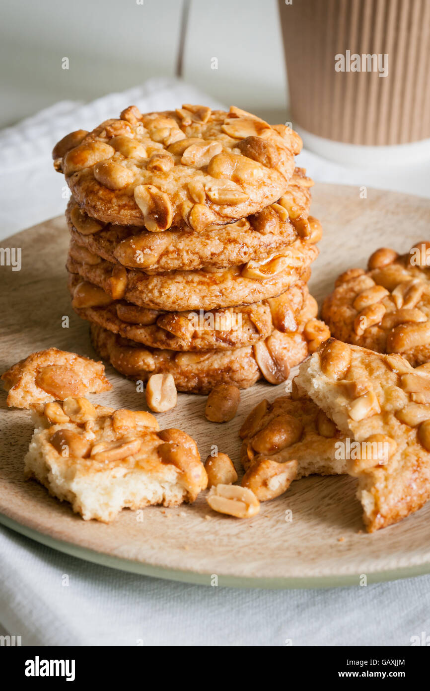 Salted peanut cookies made with sugar flour and crunchy peanuts Stock ...