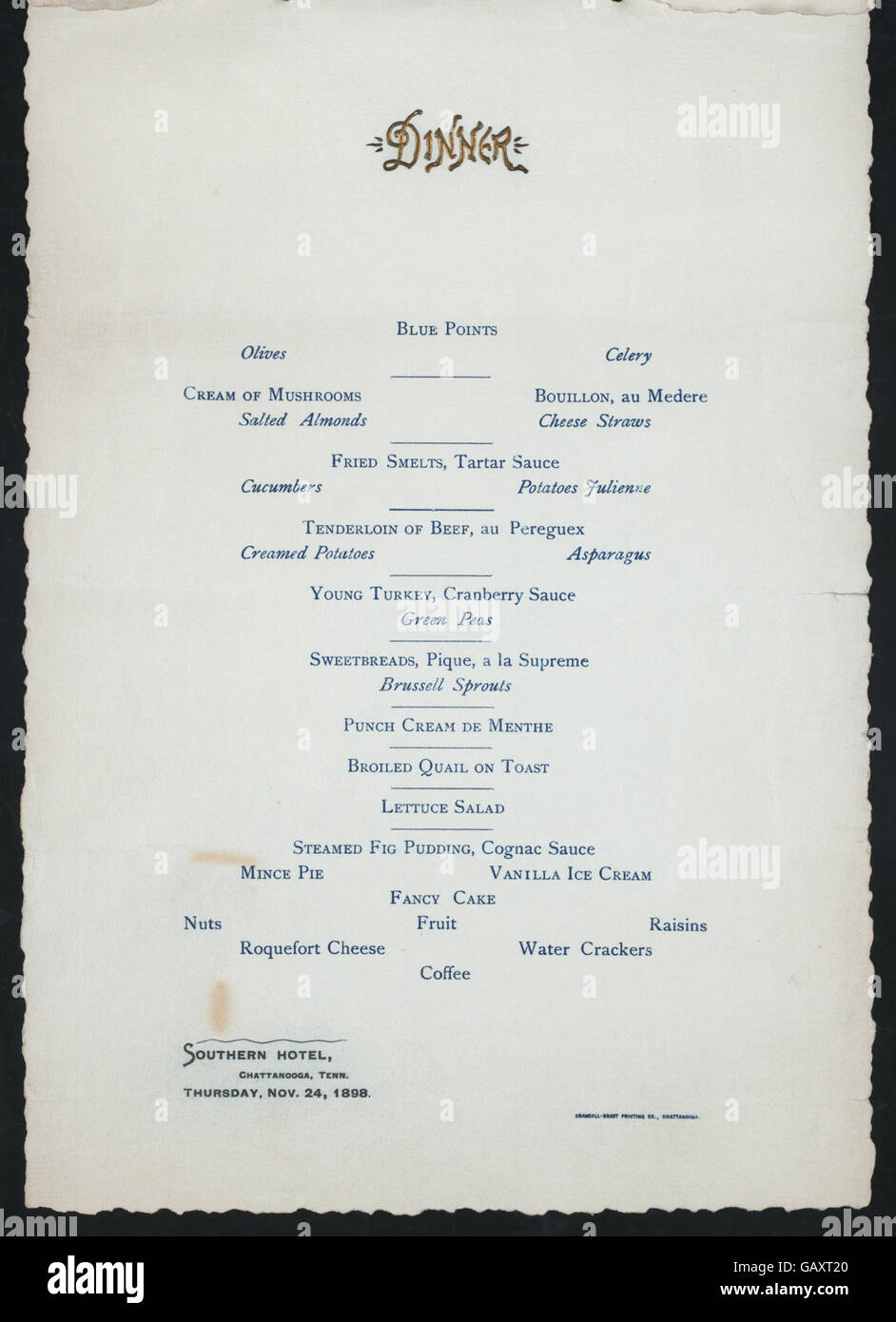 The Thanksgiving Day Dinner was held at the Southern Hotel in ...