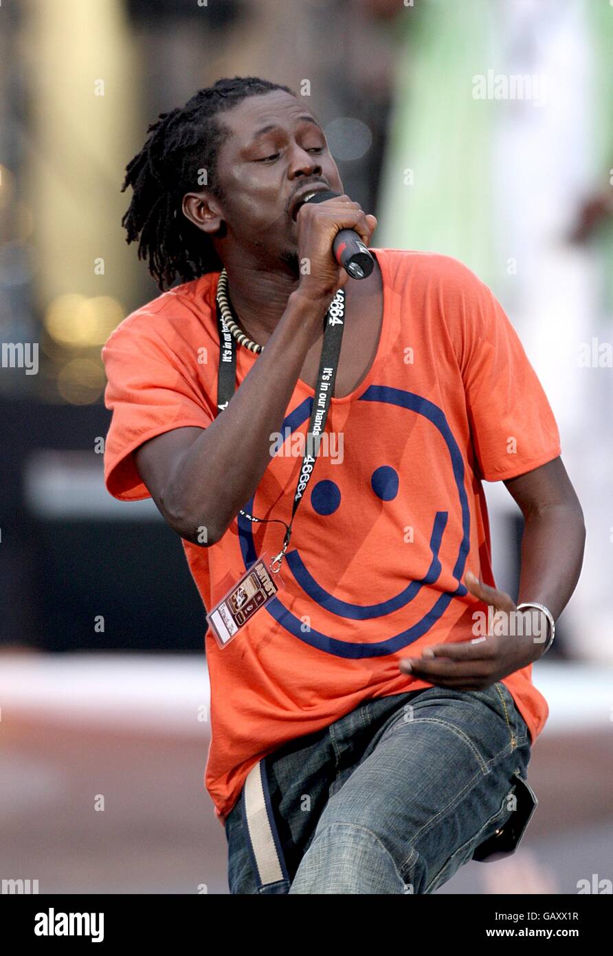 Emmanuel Jal performs during the 46664 concert honouring Nelson Mandela ...