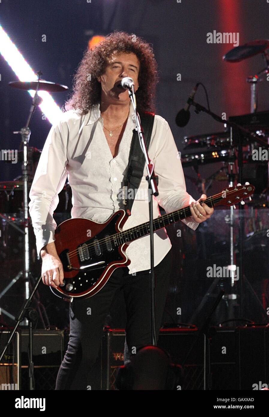 Brian May from Queen performs during the 46664 concert honouring Nelson ...