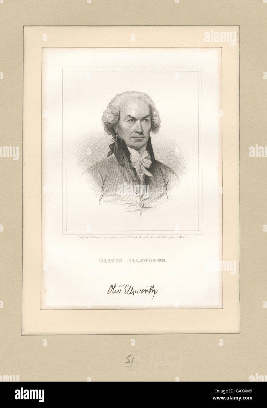 A portrait of Oliver Ellsworth, highlighting his contributions as a ...