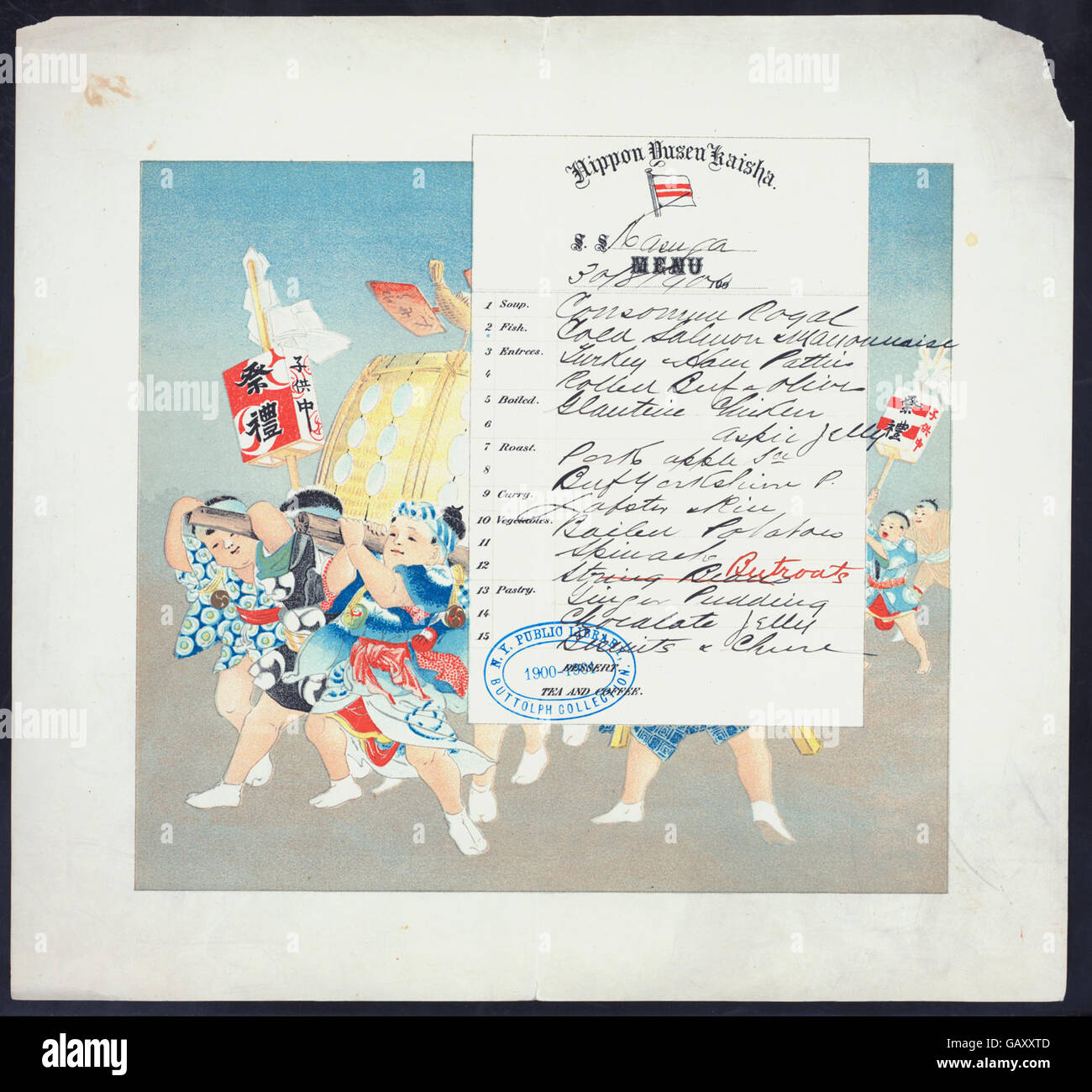 A dinner held aboard the SS Kasuga, a ship operated by Nippon Yusen ...