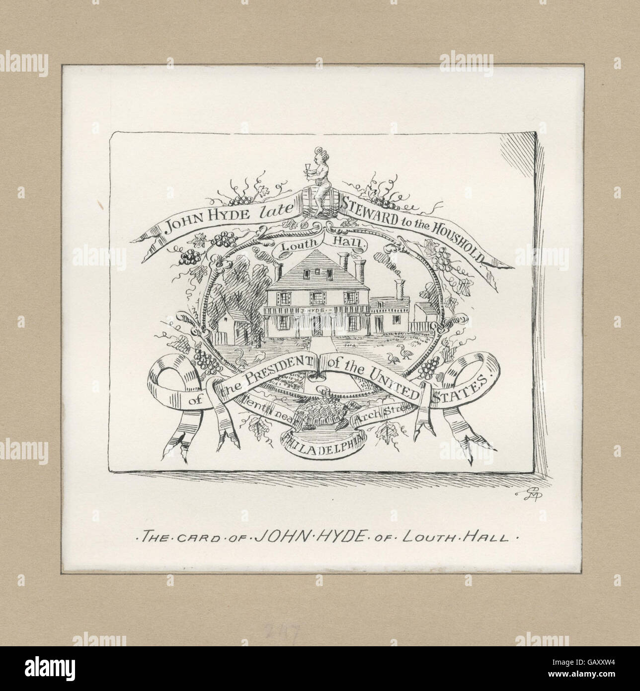 This image shows a card belonging to John Hyde of Louth Hall ...