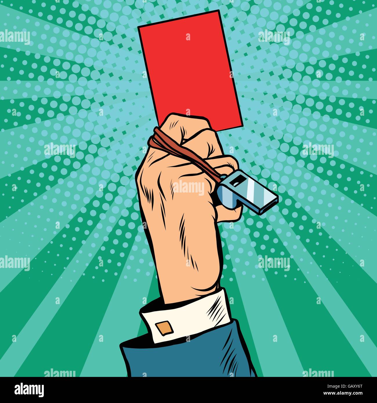 Referee holding red card football Stock Vector Images - Alamy