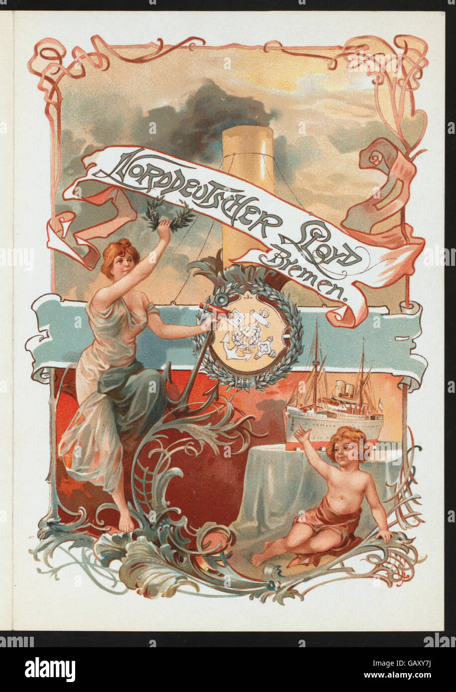 A dinner event held by Norddeutscher Lloyd aboard the SS Barbarossa, a ...