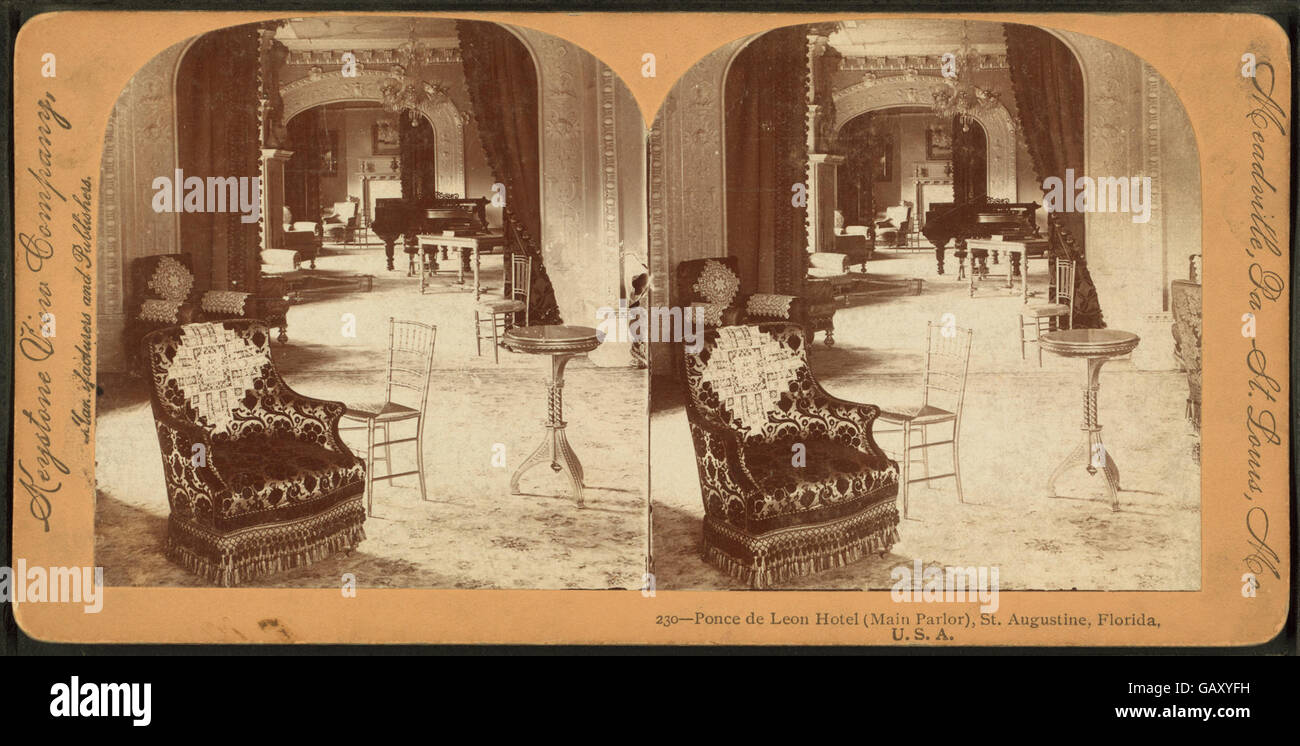 An interior view of the Main Parlor of the Ponce de Leon Hotel in St ...