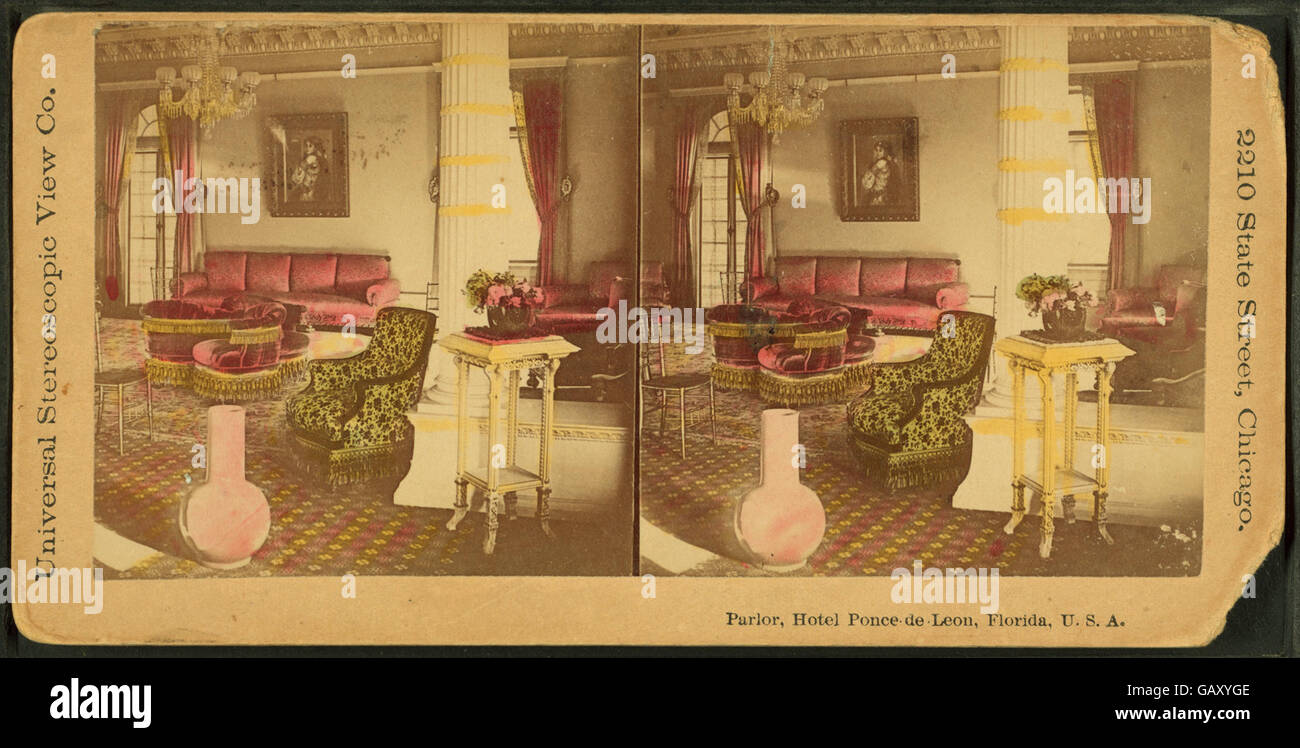 This early 20th-century postcard showcases the parlor of the Ponce de ...